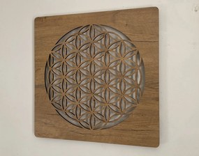 Li-Go "Květ života" světelný obraz 230V 62x62cm provedení povrchu: dub světlý