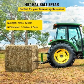 Hay Spears Bale Spikes 2 Černá Hay Bale Spears 124,5 cm Kapacita 1814,4 kg 4,4 cm Dia
