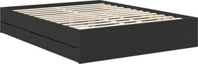 Rám postele se zásuvkou Černá 150 x 200 cm Inženýrské dřevo 3409448