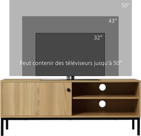 HOMCOM TV Stojan - Max. 50 Palců - 3 Úložné Prostory - 2 Otvory pro Kabely s Posuvnými Dveřmi - rozměry 120L x 39.5W x 46H cm