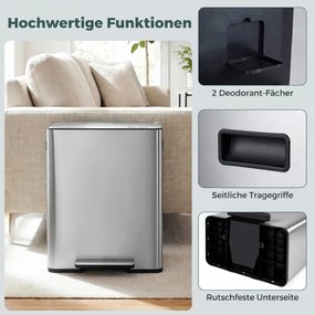 Costway 60 L kuchyňský odpadkový koš z nerezové oceli s pedálem a víkem s měkkým