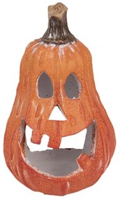 Oranžová keramická rozesmátá dýně na Halloween Jack II – 11x10x18 cm
