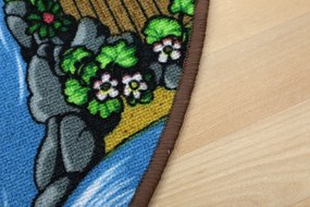 Vopi, Dětský kusový koberec Dino kruh, 100x100 (průměr) kruh, vícebarevná, dětský pokoj