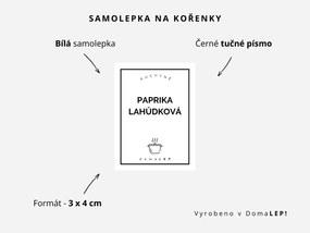 PAPRIKA LAHŮDKOVÁ - Samolepka na kořenky 3 x 4 cm - DomaLEP varianta: BÍLÁ - tučné písmo
