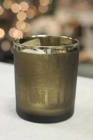 Zlato hnědý skleněný svícen Les 10cm
