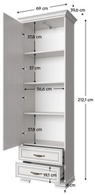 Regál se zrcadlem, woodline krém, TIFFY 1D2S