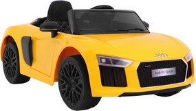 Ramiz Elektrické autíčko Audi R8 Spyder pro děti žluté + dálkové ovládání + EVA + pomalý start + rádio MP3 + LED