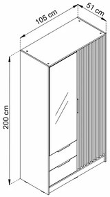 PIASKI SKŘÍNĚ Šatní skříň - NELLY 2D, grafit/dub artisan