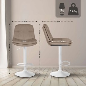 Barová židle Laurel látka bílá konstrukce – taupe