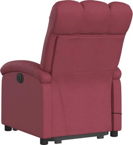 Zvedací masážní polohovací křeslo vínové textil 3204107