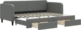 Válenda s přistýlkou a zásuvkami tmavě šedá 80 x 200 cm textil 3196848