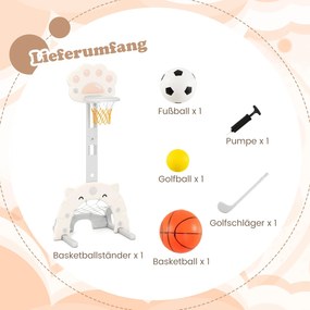 Costway 3 v 1 Dětský basketbalový koš Dětské sportovní centrum s basketbalovými