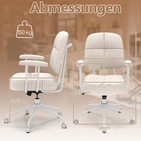 Costway Kancelářská židle ergonomická otočná židle s područkami a kolečky