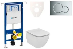 Cenově zvýhodněný závěsný WC set Geberit do lehkých stěn / předstěnová montáž+ WC Ideal Standard Tesi 111.355.00.5NE2