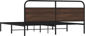 Kovový rám postele bez matrace hnědý dub 200 x 200 cm 3318659