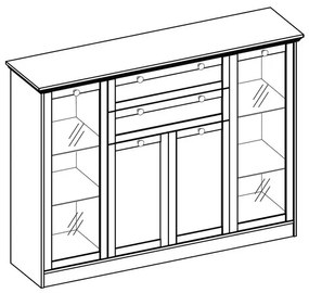 Vysoká komoda s prosklením Landwood, bílá