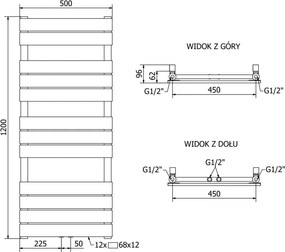 Mexen Ceres, elektrické topné těleso 1200 x 500 mm, 600 W, antracitová, W111-1200-500-2600-66