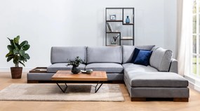 Hanah Home Rohová pohovka TULIP tmavě šedá pravý roh s pufem 560ARE1162