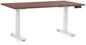 Výškově nastavitelný stůl OfficeTech D, 140 x 80 cm - bílá podnož Barva: Ořech