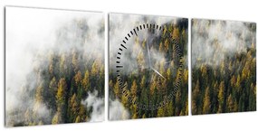 Obraz lesa v mracích (s hodinami) (90x30 cm)