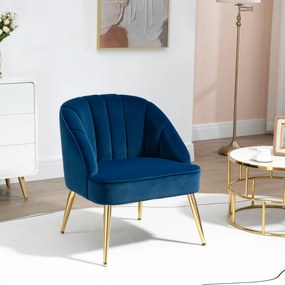 HOMCOM křeslo lounge chair čalouněné křeslo se sametovým vzhledem, polohovací křeslo, křeslo s ocelovými nohami, křeslo pro líčení, tmavě modré, 65 x…