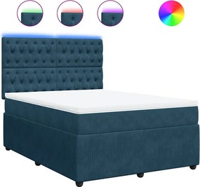 Box spring postel s matrací modrá 140 x 190 cm samet 3294644