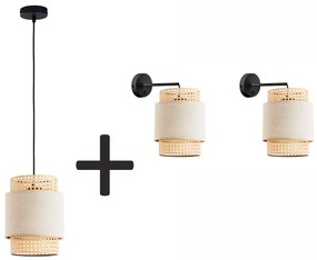 TK LIGHTING Sada osvětlení - BOHO, sestava č. 6, béžová/slámová/černá