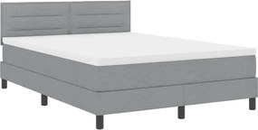 Postel s boxspringem s čelo Světle šedá 140 x 200 cm textil 3338615