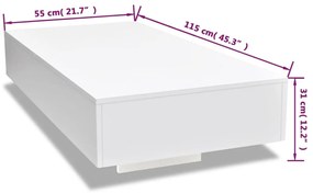 vidaXL Konferenční stolek s vysokým leskem bílý