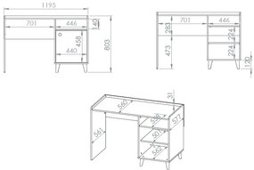 Psací stůl do dětského pokoje OLIVIA - béžový / šedý