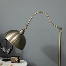 HOMCOM Stojací lampa retro oblouková lampa s nastavitelným stínidlem E27 mosazný vzhled pro obývací pokoj a ložnici