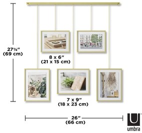 Kovové rámečky na zeď ve zlaté barvě v sadě 5 ks 66x69 cm Exhibit – Umbra