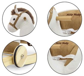 Houpací koník s melodií a kolečky Milly Mally Polly bílý