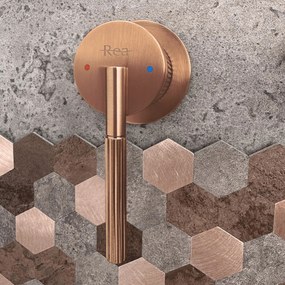 Rea Argon, umyvadlová baterie pod omítku + montážní systém BOX, měděná matná, REA-B2093