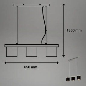 Briloner - Lustr na lanku LURI 3xE14/25W/230V kaučukovník