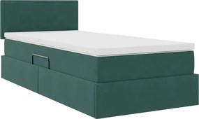 Postel s úložným prostorem Tmavě zelená 90 x 200 cm samet 3370674