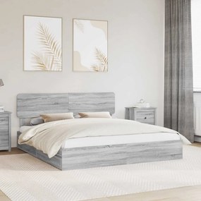 Postel s úložným prostorem se zásuvkou Šedá Sonoma 200 x 200 cm 3412246