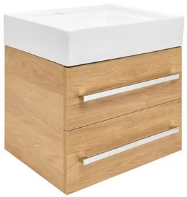 Koupelnová skříňka s umyvadlem SAT Cube Way 60x53x46 cm dub Hickory mat CUBE46602DHSATCW