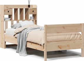 Postel s knihovnou bez matrace 75 x 190 cm masivní borovice 3323050