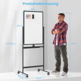 Costway Oboustranná mobilní tabule se zásobníkem na pera a – černý