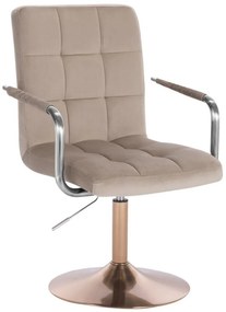 LuxuryForm DESIGN Otočná židle VERONA VELUR na zlatém talíři - latte