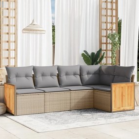 5dílná zahradní sedací souprava s poduškami béžová polyratan 3260029