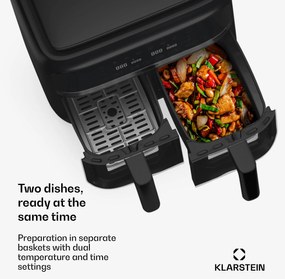 Klarstein VitaFry Duo Skylight, horkovzdušná fritéza, 7,6 l, 2 varné zóny, 6 programů