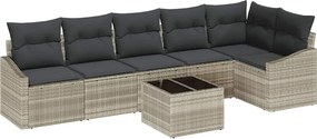 Set pohovek 7 ks Světle šedá polyratan 3346752