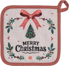Béžová bavlněná chňapka podložka se stromky Christmas Harmony - 20*20 cm