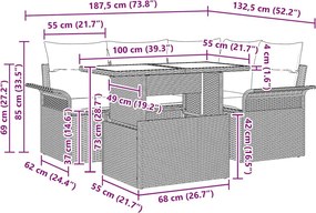 Sada zahradních pohovek 5 ks Šedá [Syntetika]: Poly Ratan 3357012