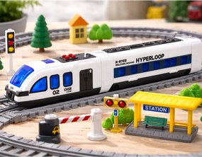 LEAN Toys Osobní vlak, kolejnice na šroubování, kutilské projekty DIY, zvuky, světla