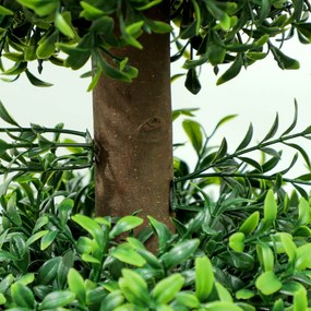 HOMCOM Sada 2 umělých stromů 101,6 cm, 3 kouličkové buxus topiary rostliny, umělá rostlina zelená PE s vnitřním a venkovním květináčem