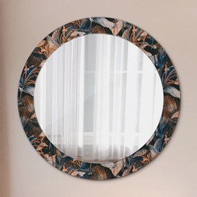 Kulaté dekorativní zrcadlo Tmavé tropické listy fi 70 cm