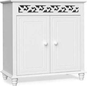 Komoda ložnice venkovský styl bílý se 3 policemi 2 dvířka 76x65x35cm